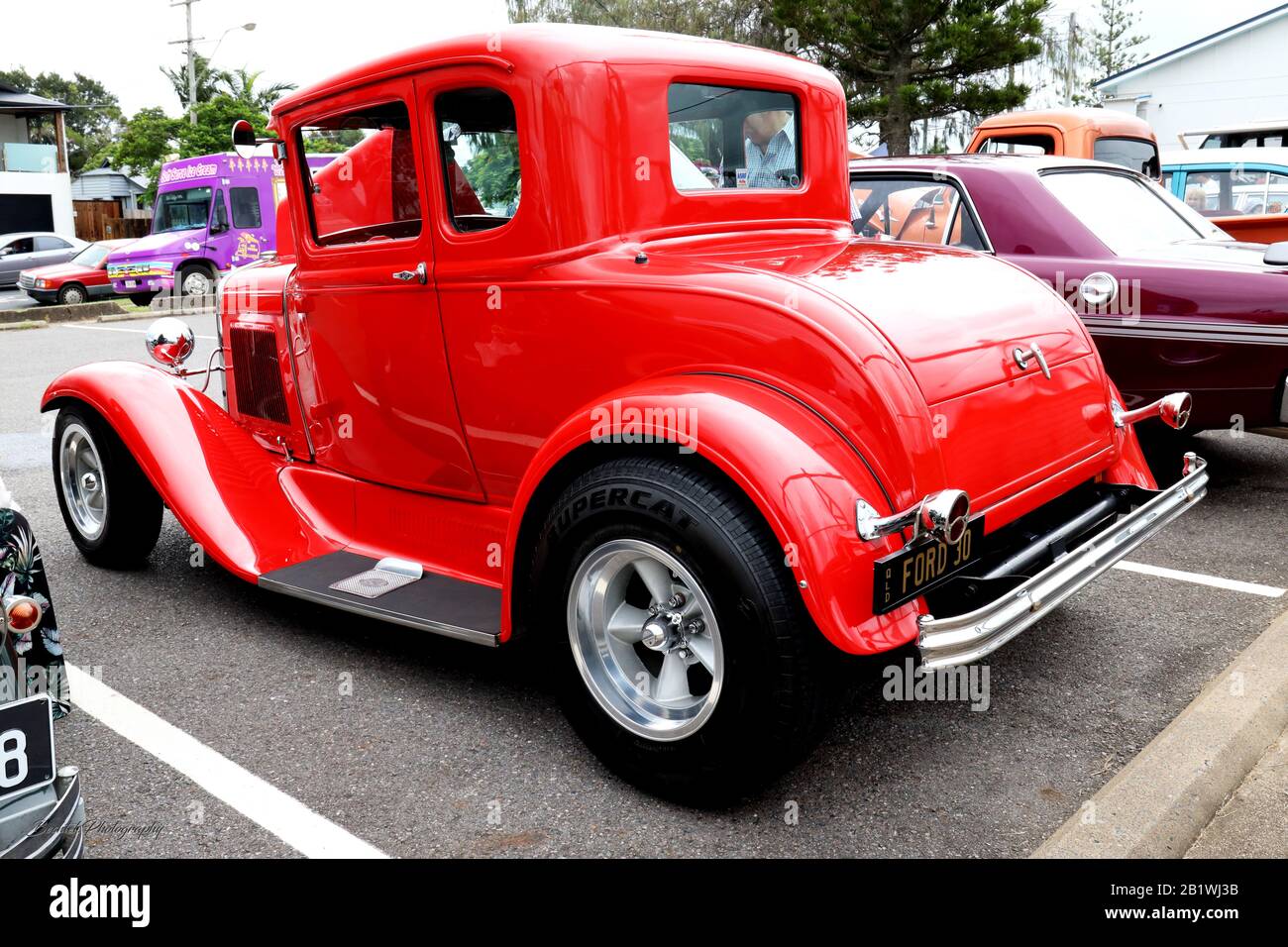 Sweet classic cars at a car show: Beautiful red hot rod model T ford ...