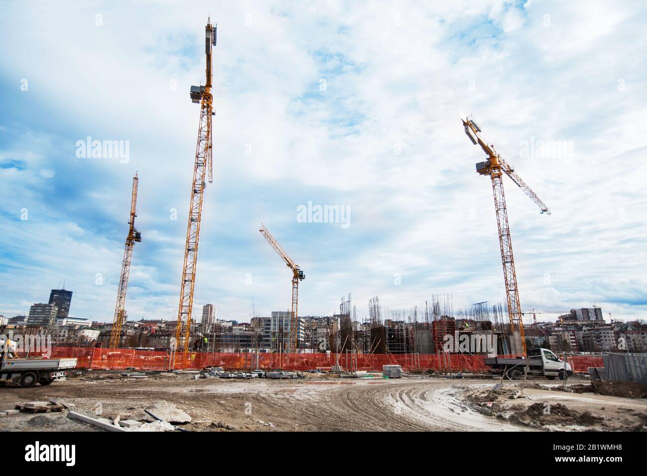 Residential Construction Site, New Apartment Building Industry, Tower ...
