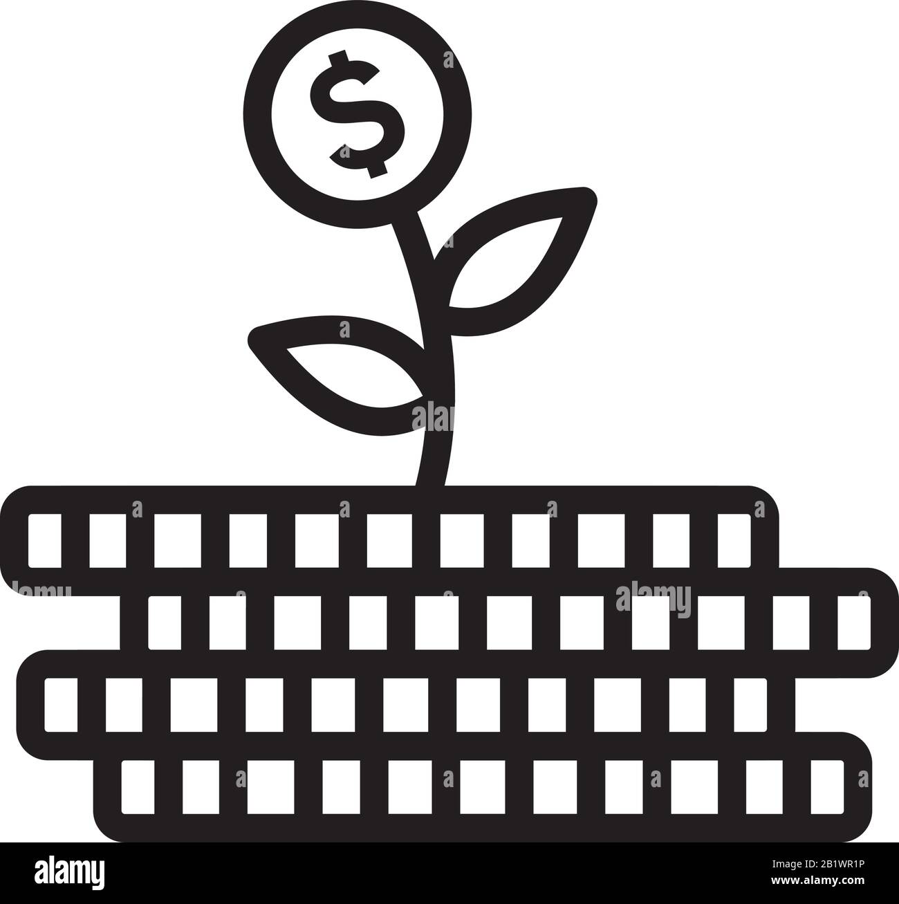 Money grow icon template black color editable. Sign money grow icon ...