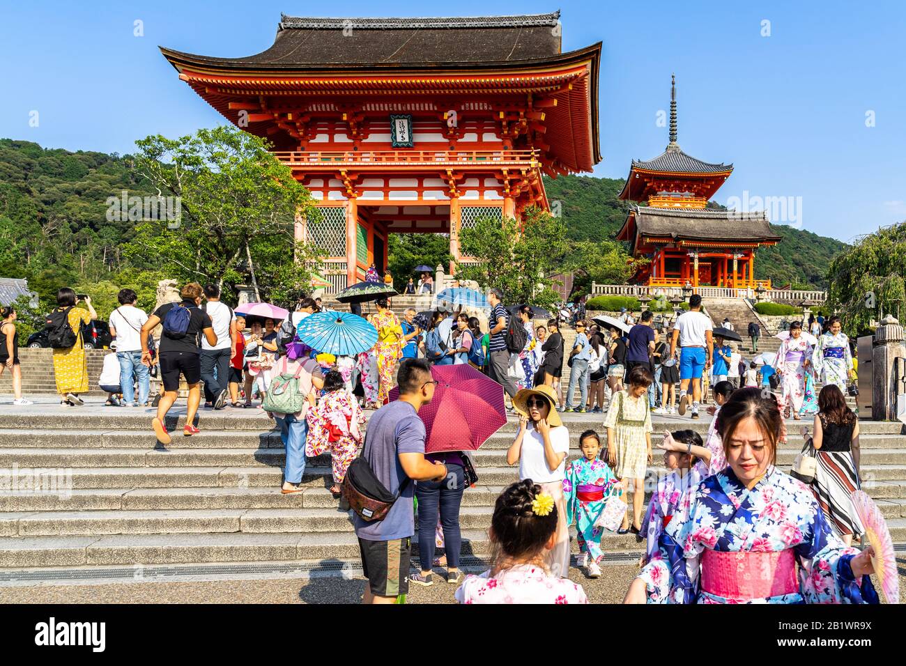 Kyoto, Japan, August 2019 - Crowd of people at the entrance gate of ...