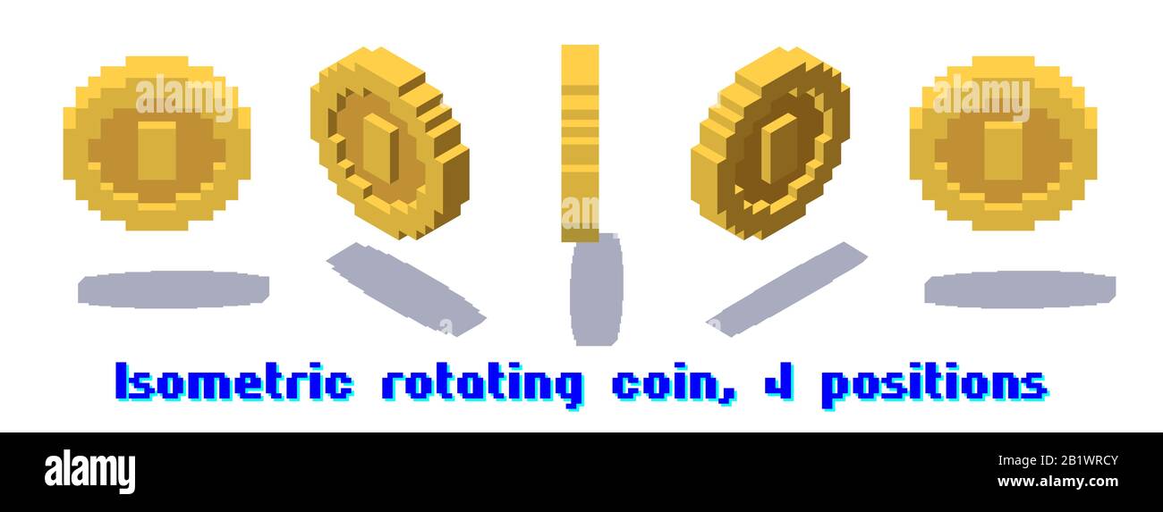 Set of rotating pixel coins for game or app animation Stock Vector ...