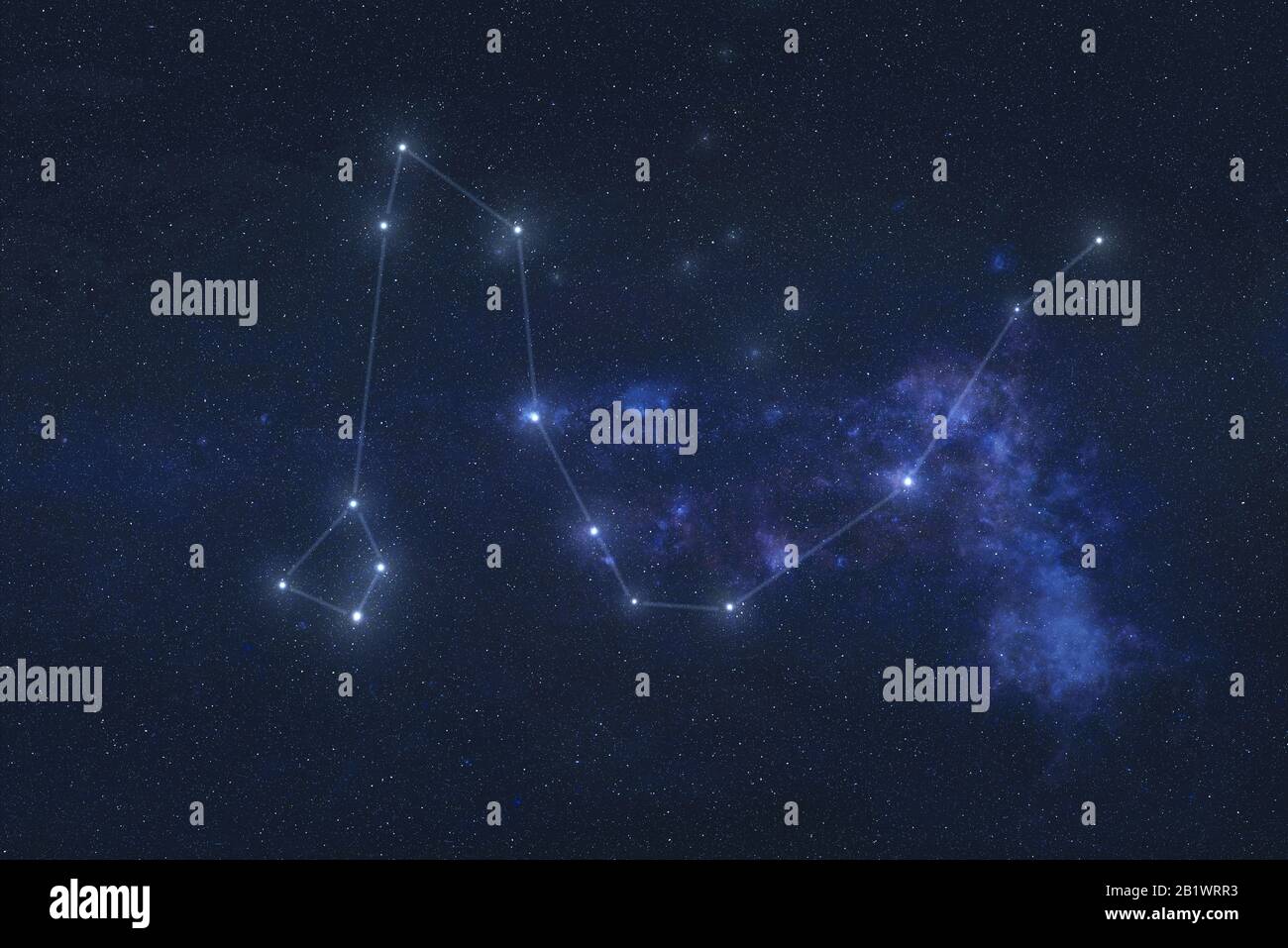 Draco Constellation night stars in outer space. Dragon constellation ...