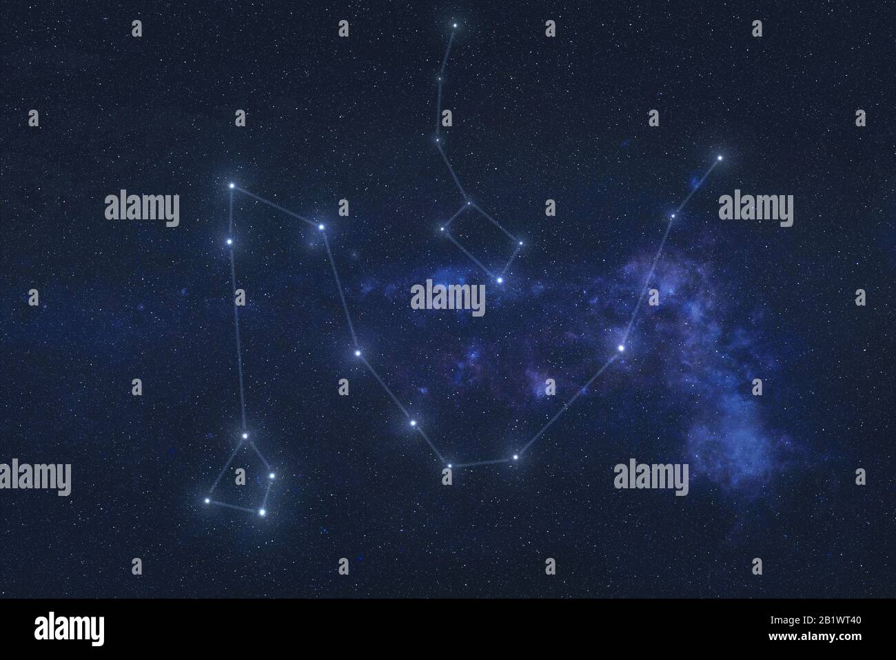 Draco and Ursa Minor Constellations in outer space. Zodiac Sign Ursa ...