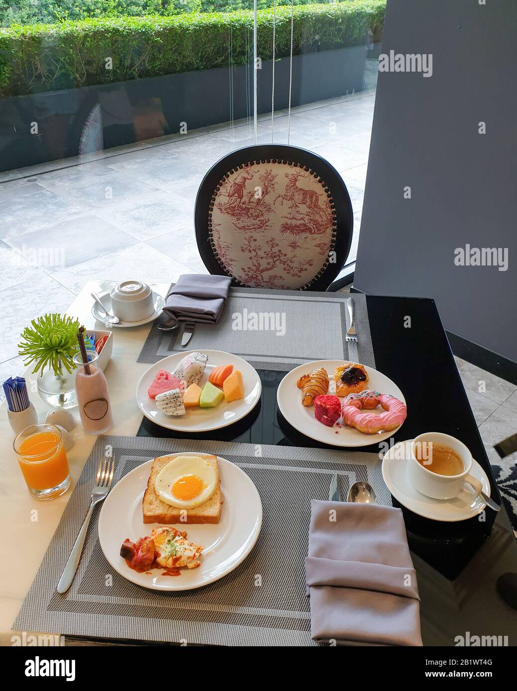 Breakfast buffet in luxury hotel in Thailand, fresh fruit and bread at ...