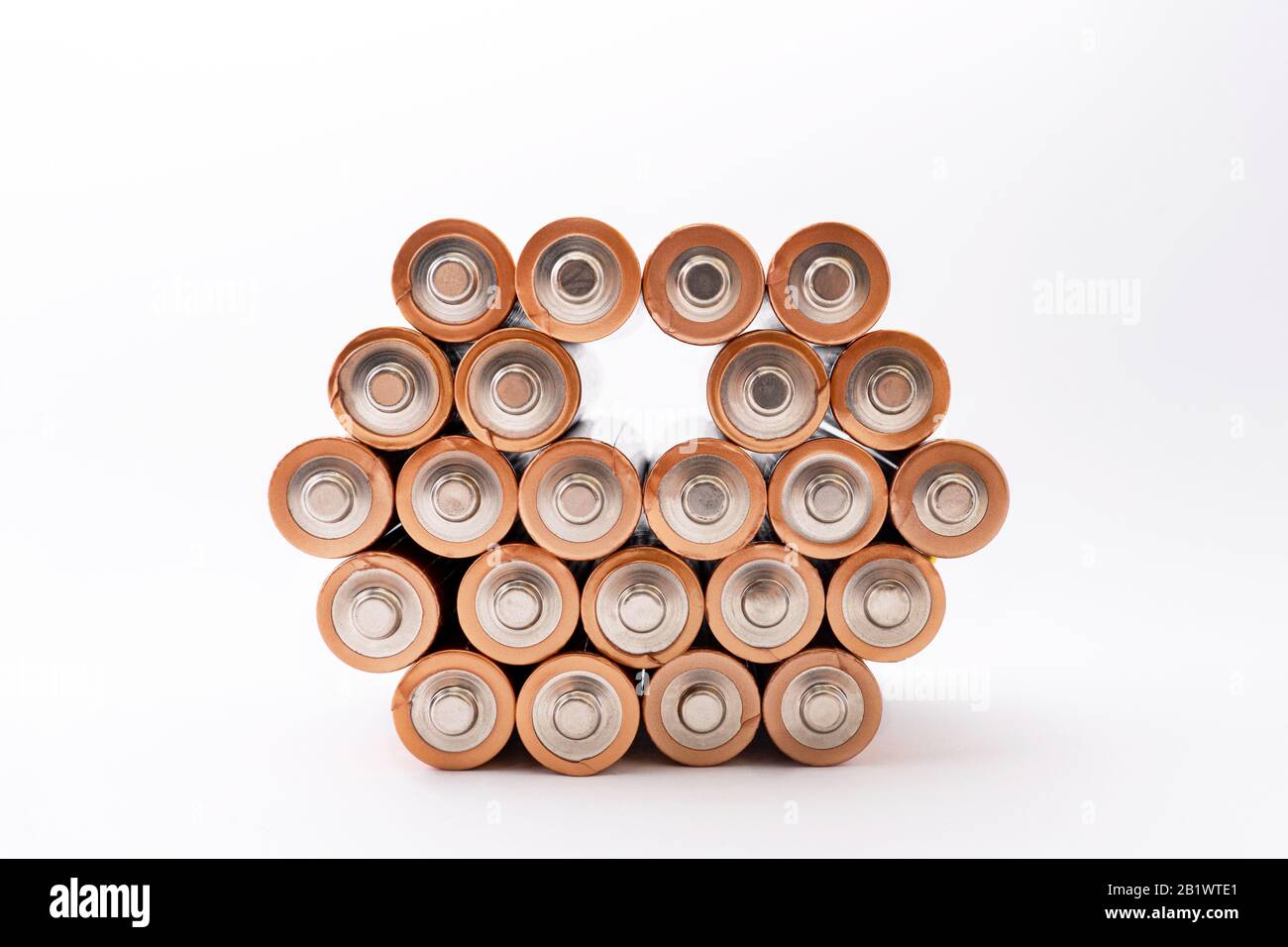 Top view at the plus batteries standing in figure Stock Photo - Alamy
