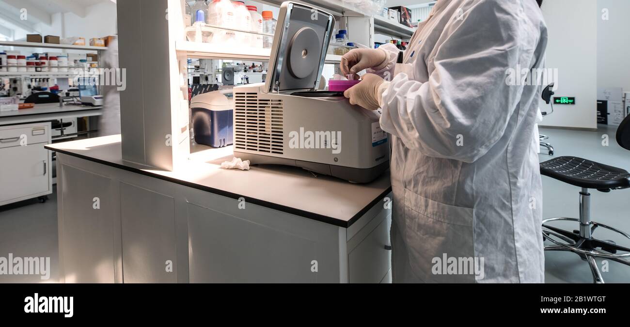 BEIJING, CHINA - JUNE 03, 2019: Modern drug manufacturing laboratory ...