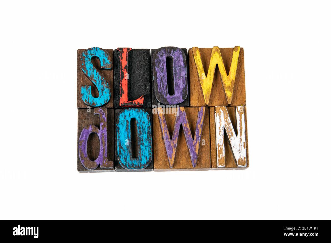Slow Down. Plans, Growth and Development Concept. Colored wooden ...