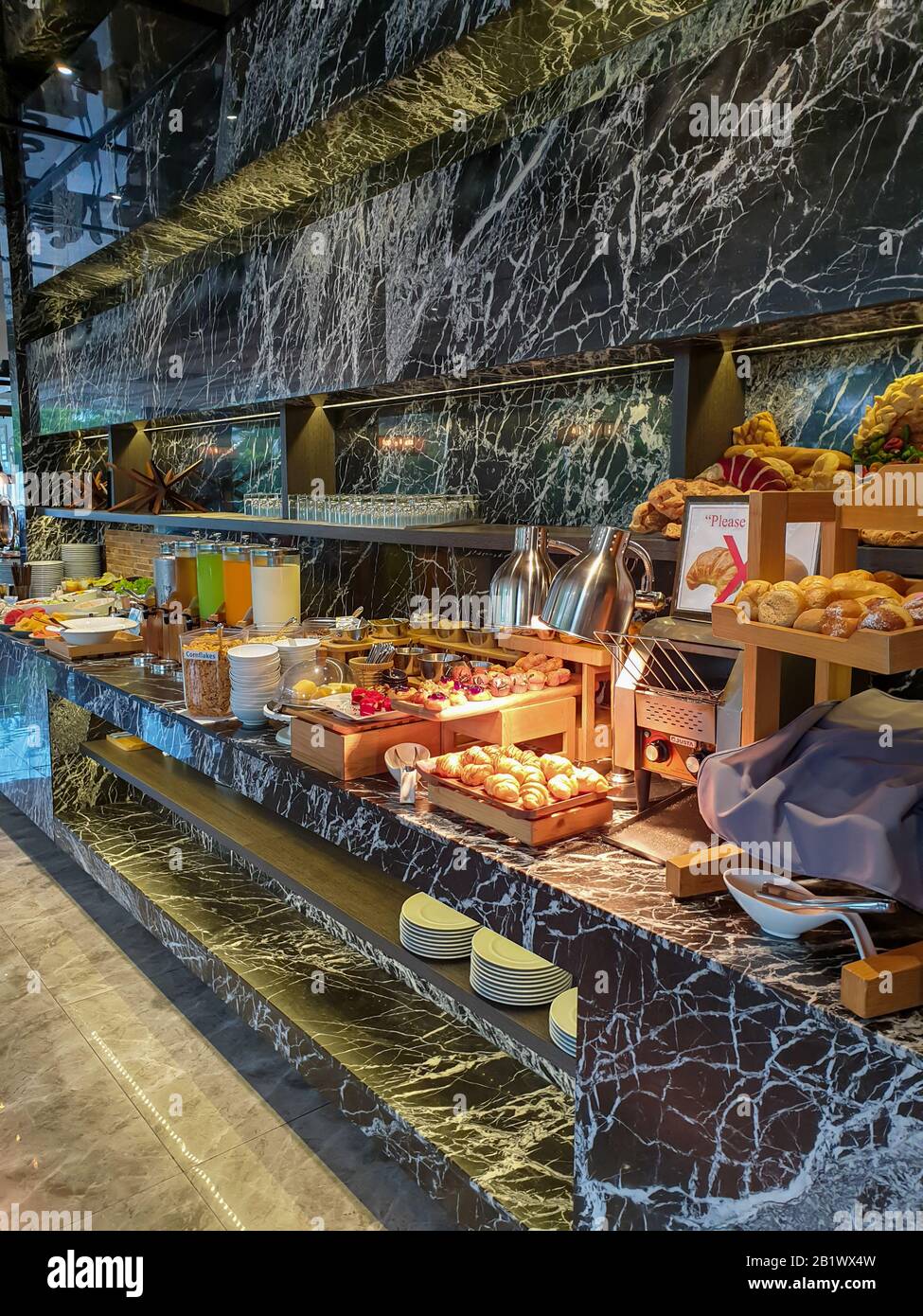 Breakfast buffet in luxury hotel in Thailand, fresh fruit and bread at ...