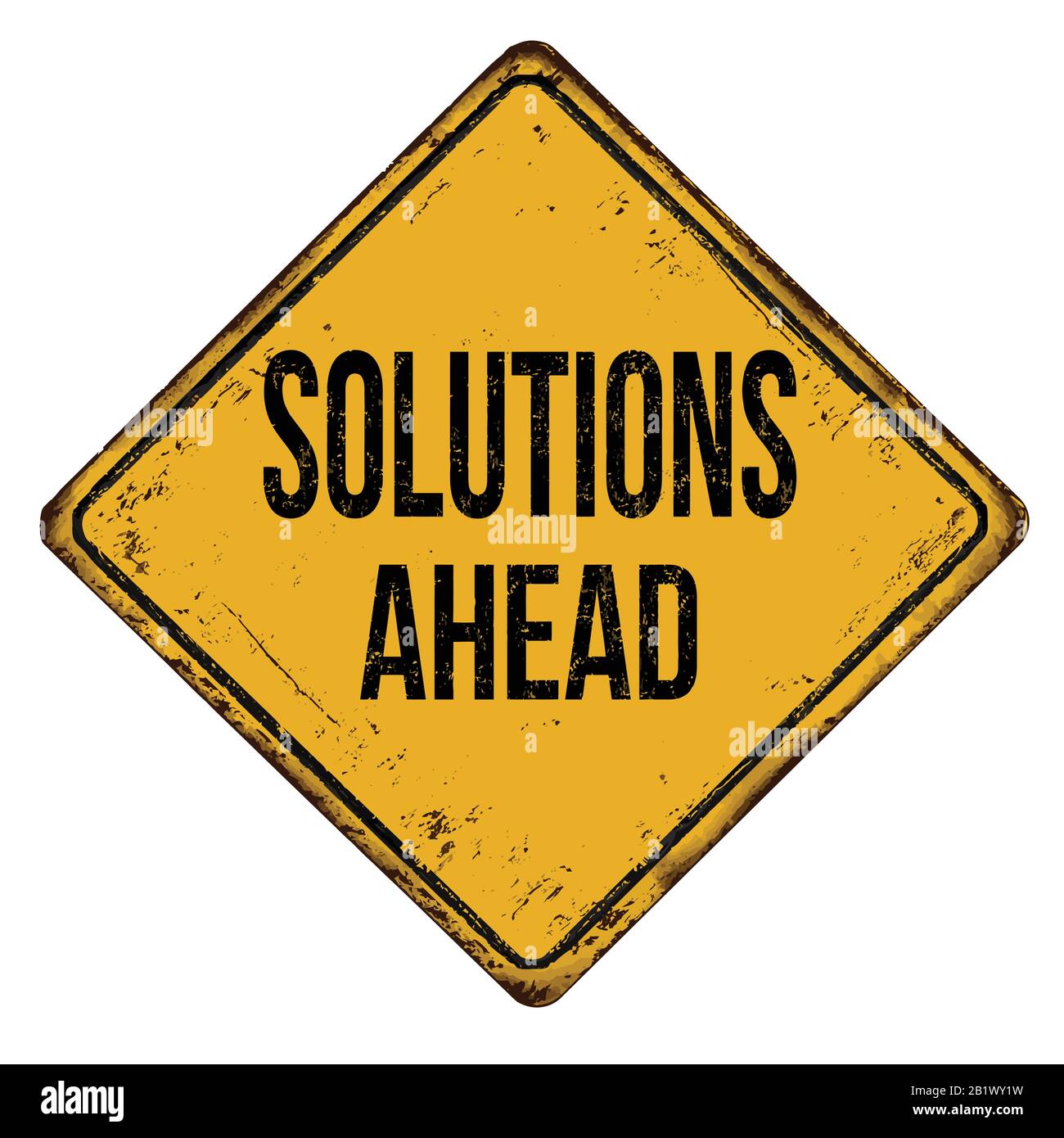 Solutions ahead vintage rusty metal sign on a white background, vector ...