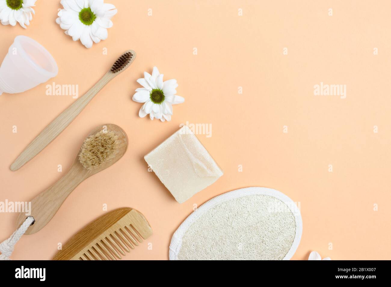 Frame made of accessories for personal hygiene. Plastic free concept ...