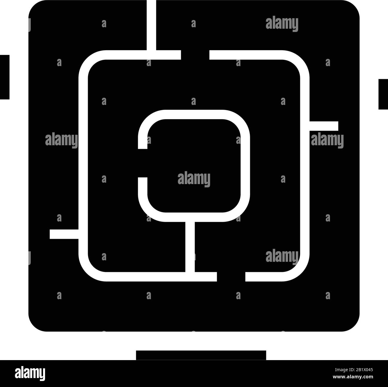 Computer chip black icon, concept illustration, vector flat symbol ...
