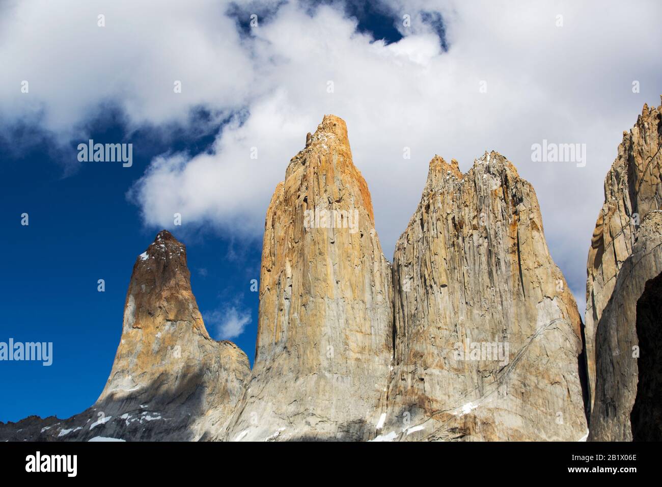 The iconic Paine Towers in Torres del Paine national park, Patagonia ...