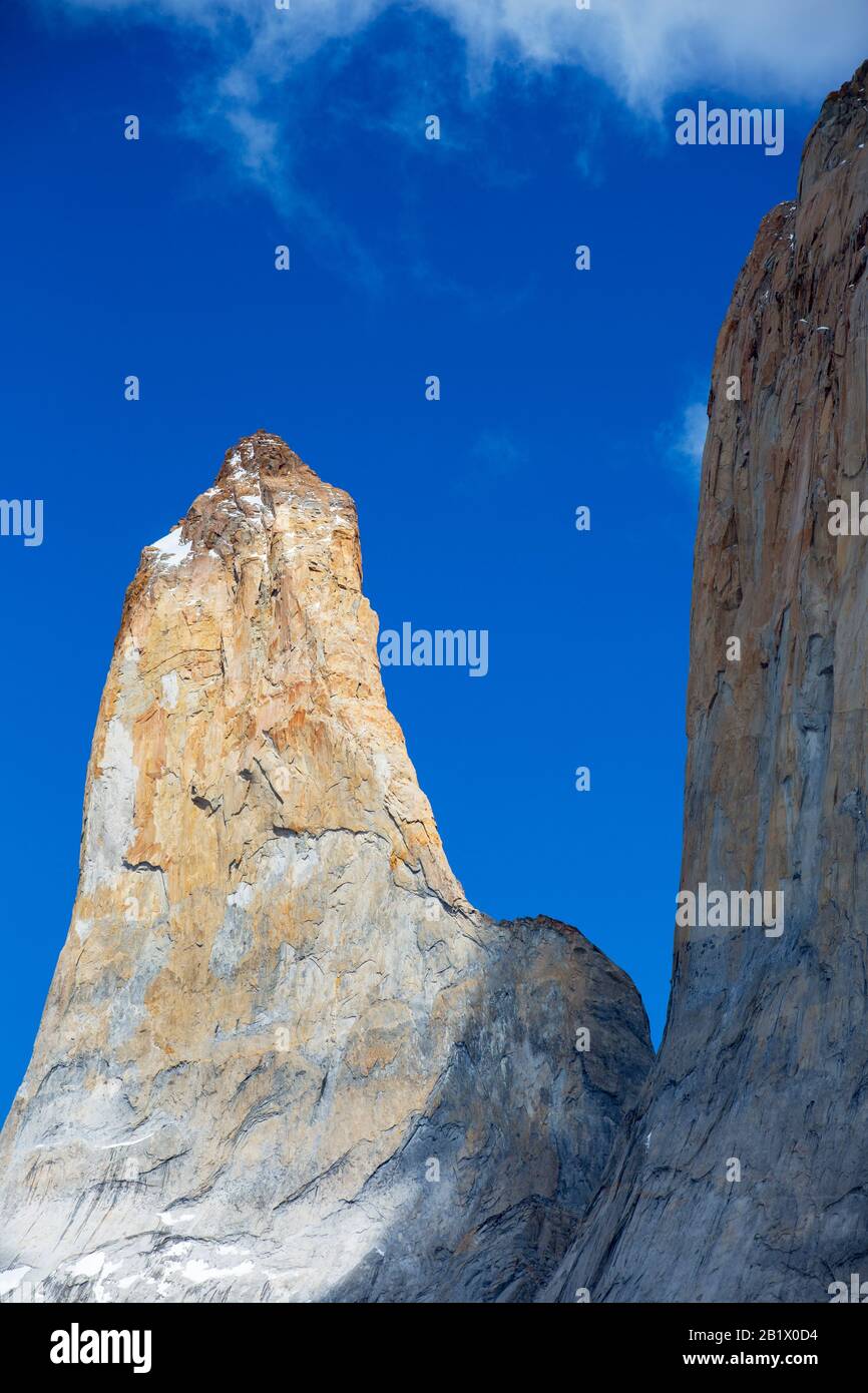 The iconic Paine Towers in Torres del Paine national park, Patagonia ...
