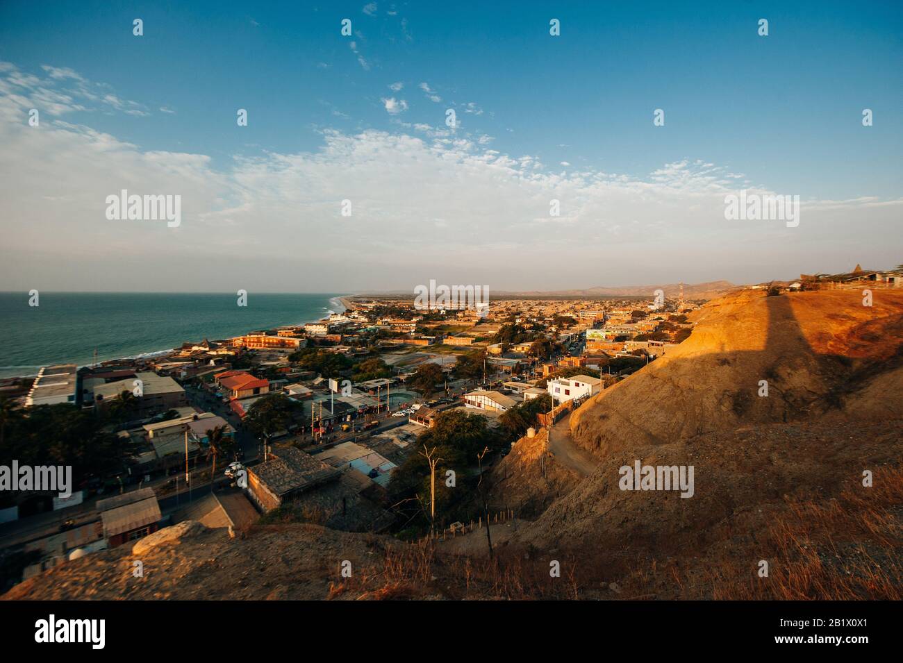 Mancora, Piura, Peru - April 2019 Panoramic view of the village from ...