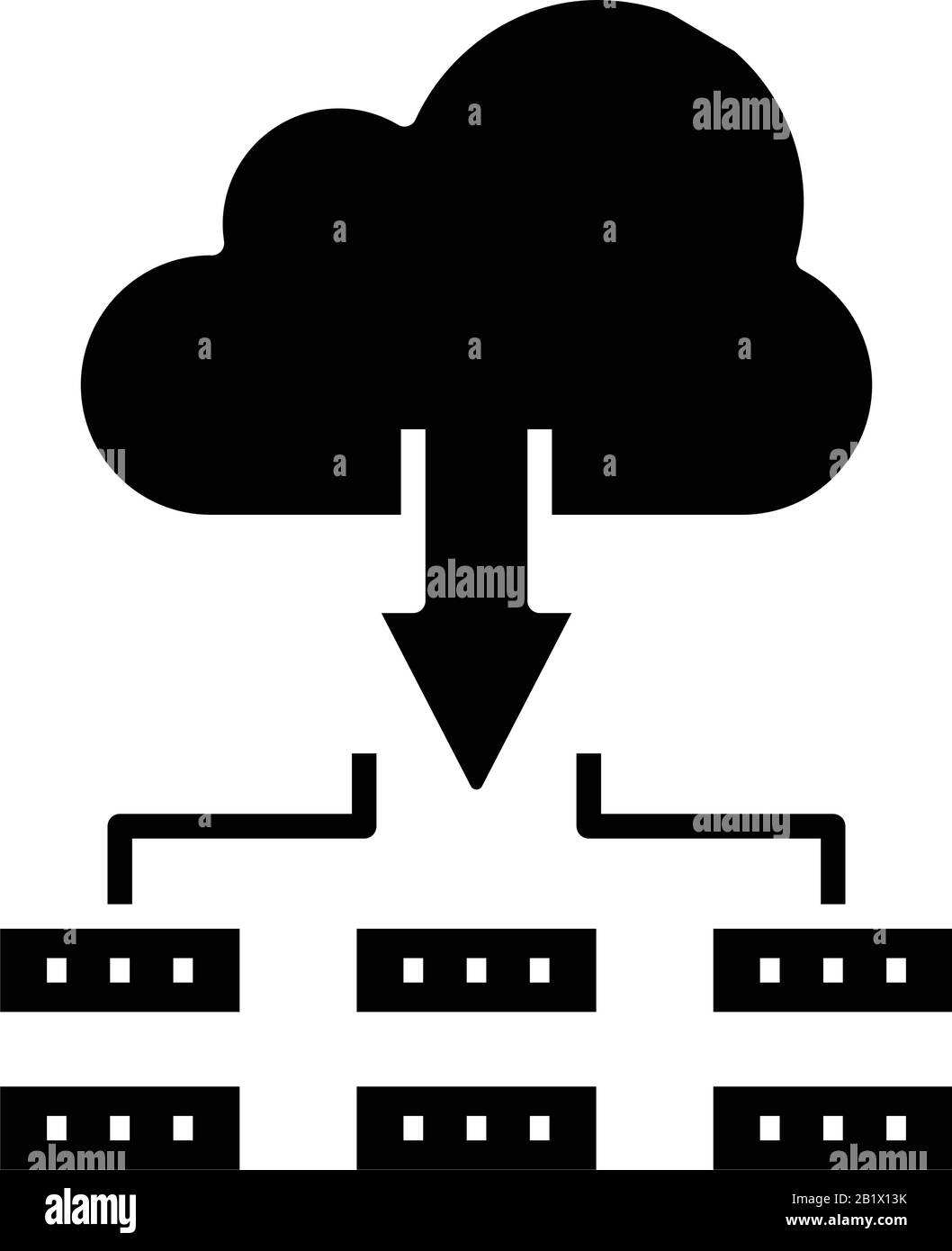 Cloud data distribution black icon, concept illustration, vector flat ...