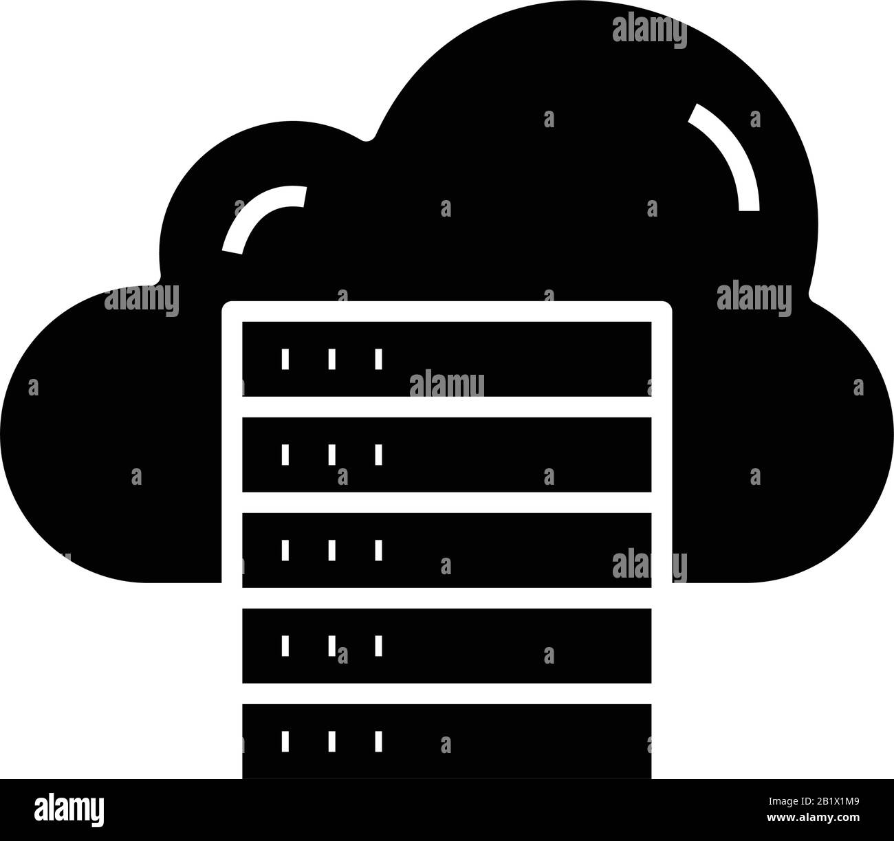 Cloud server storage black icon, concept illustration, vector flat ...