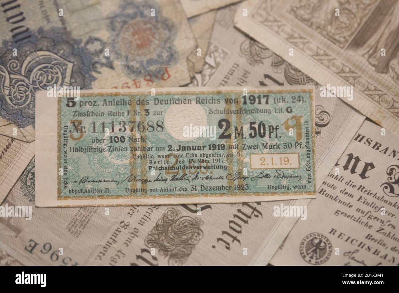 Old original german money macro background fifty megapixels stock ...