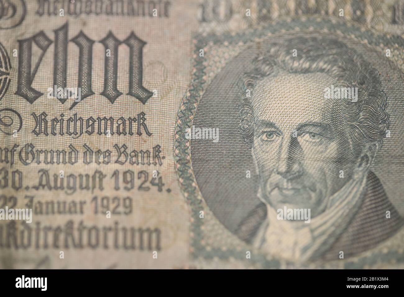 Old original german money macro background fifty megapixels stock ...