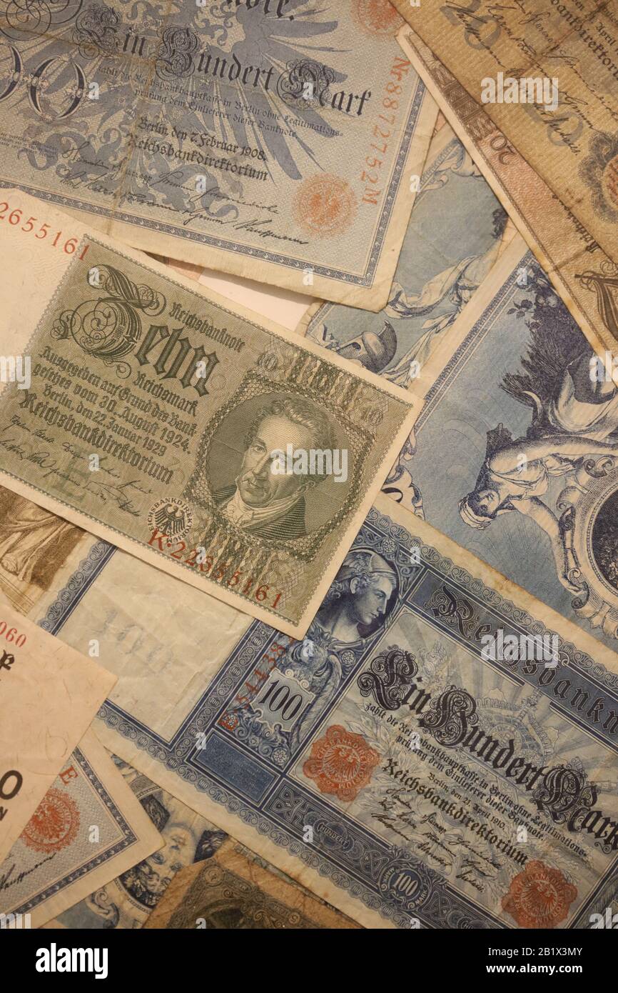 Old original german money macro background fifty megapixels stock ...
