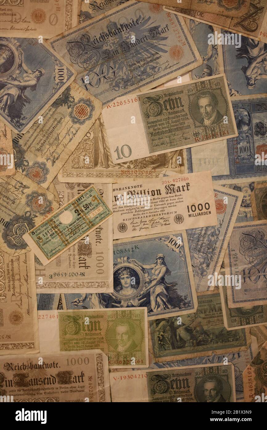 Old original german money macro background fifty megapixels stock ...