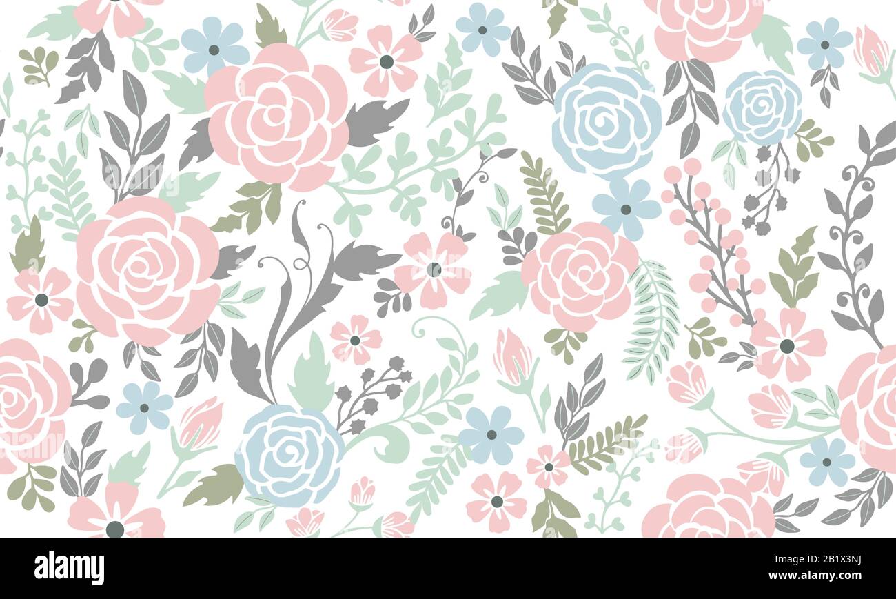 Seamless spring flower, with leaf and floral pattern background design ...