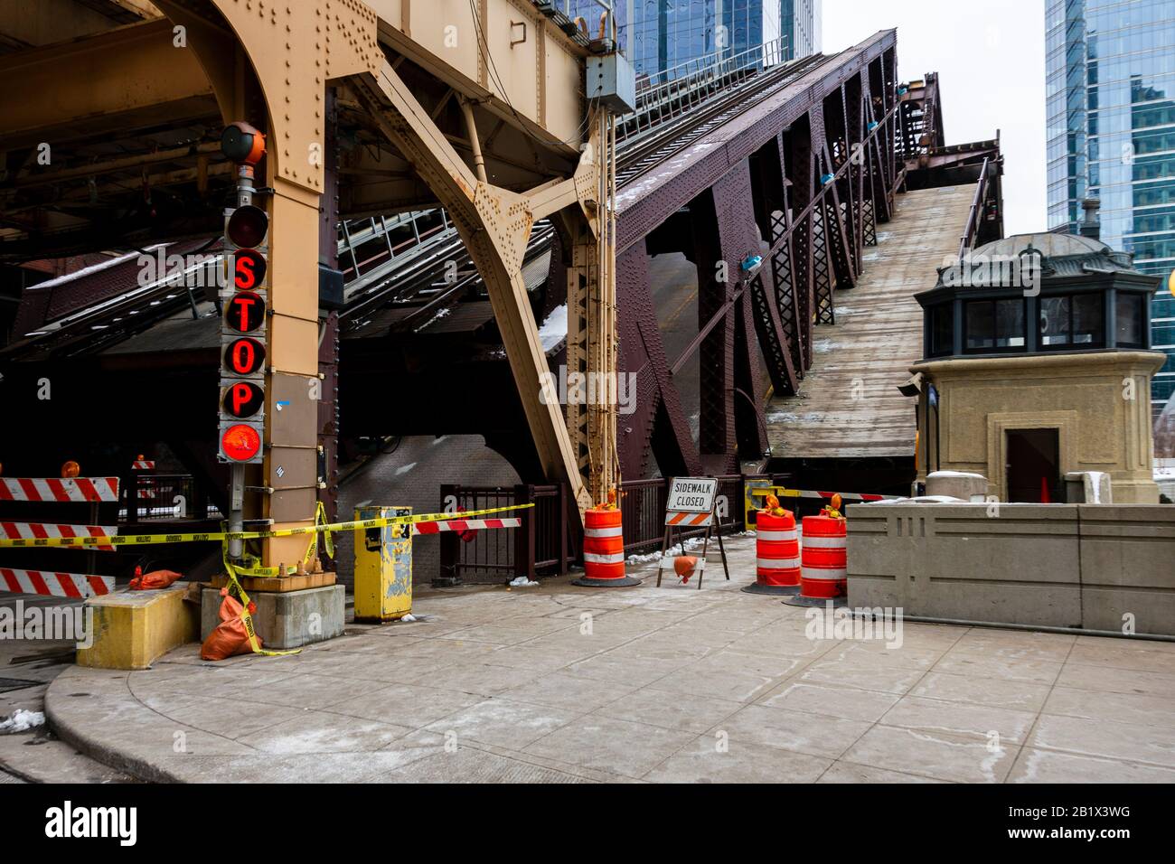 Two-level bascule Lake Street bridge lifted up for repairs in The Loop ...