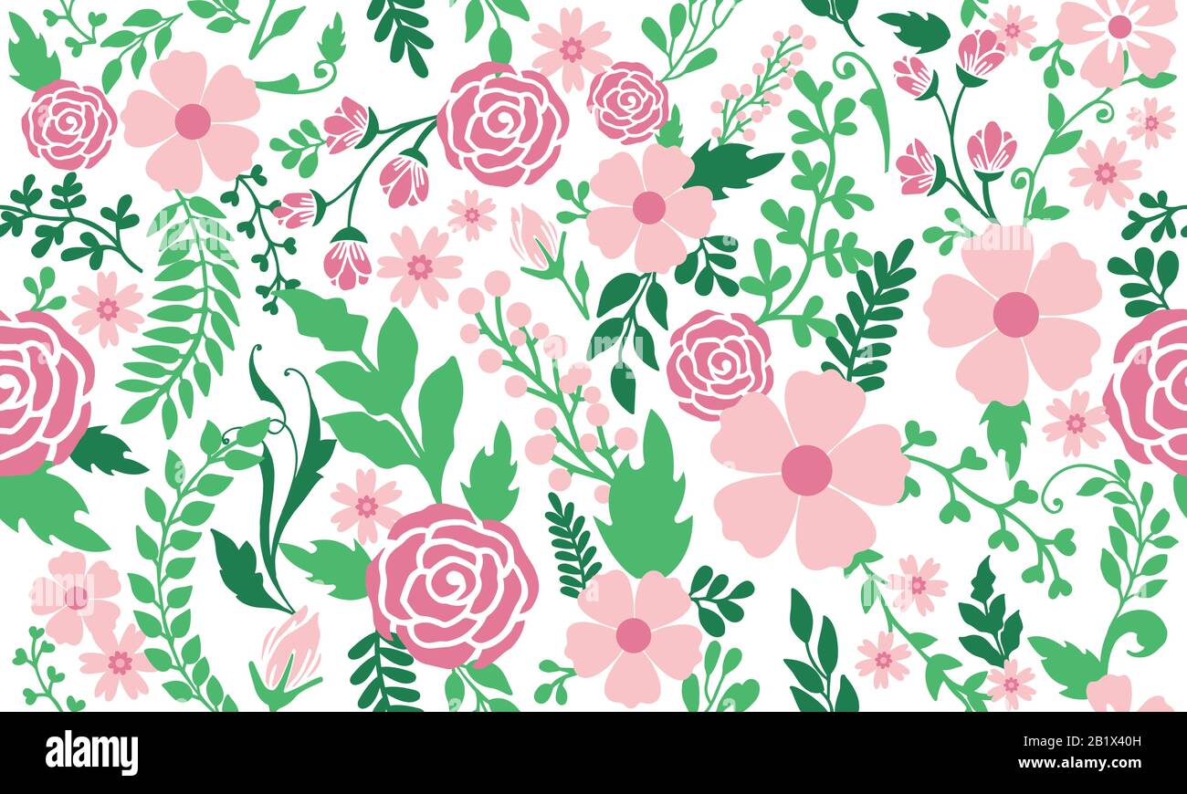 Floral pattern background for spring, with leaf and floral modern ...