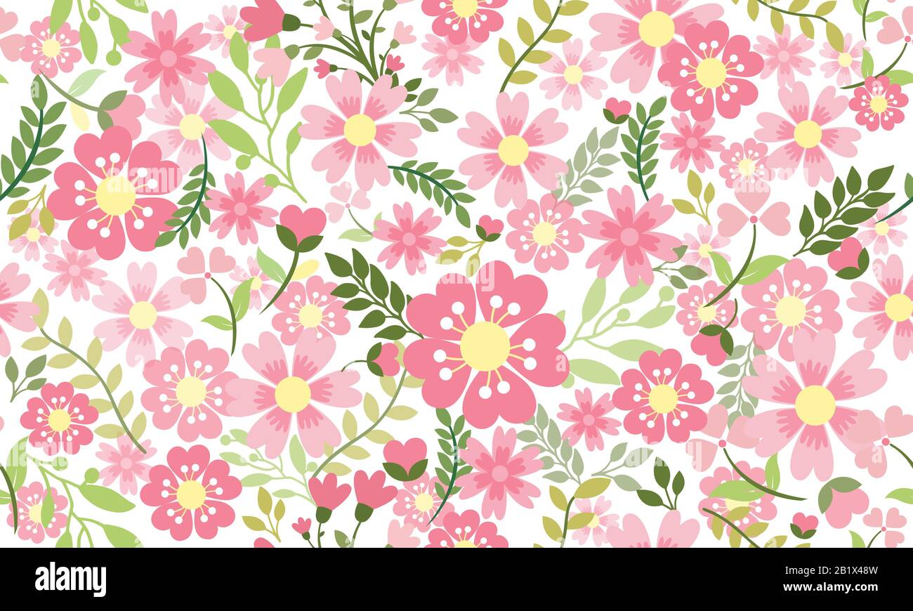 Elegant Poster for spring, with leaf and floral pattern background ...