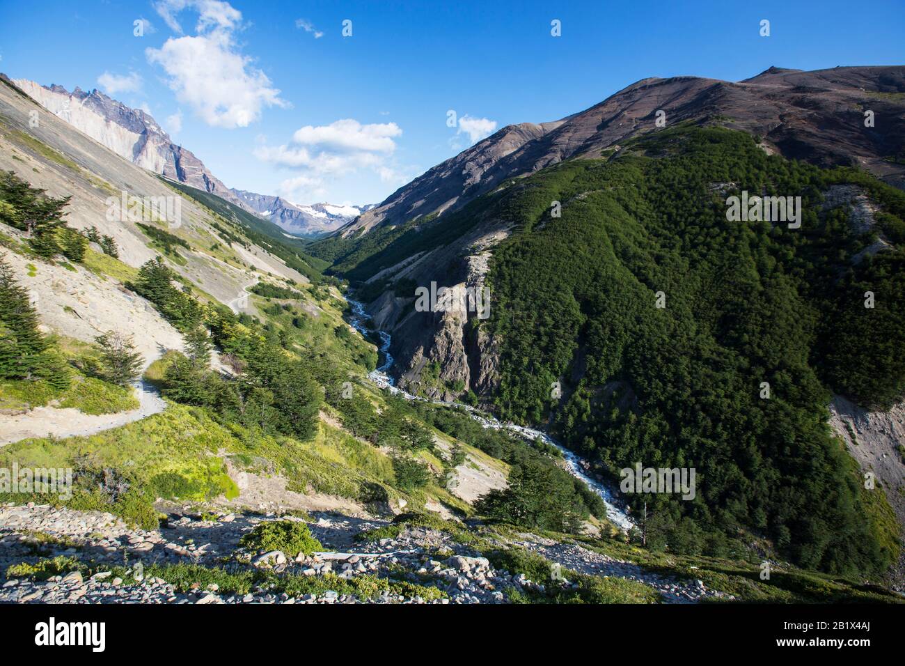 The path up to the iconic Paine Towers in Torres del Paine national ...