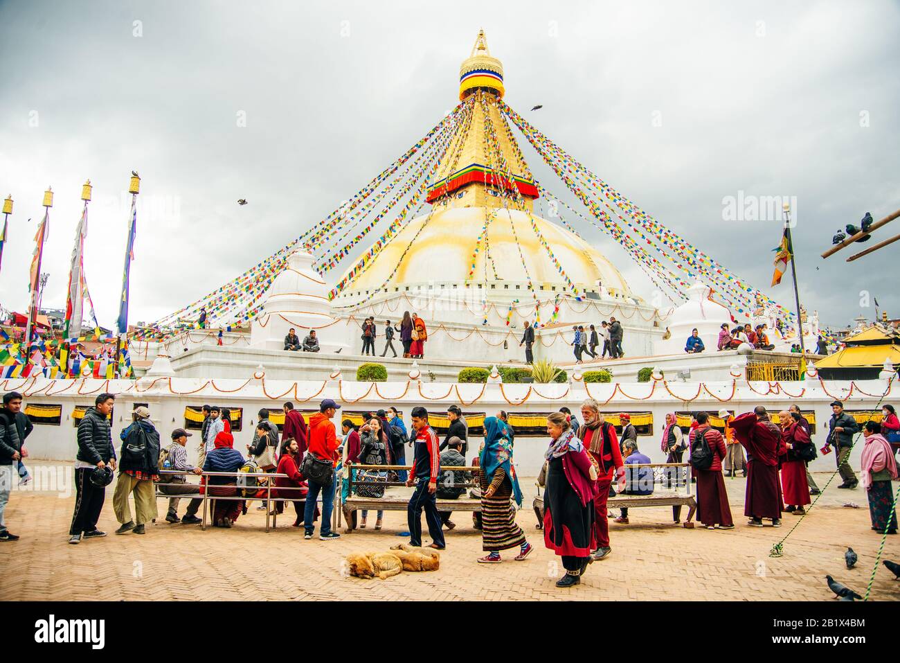 Boudhanath, Kathmandu, Nepal - October, 2019 Boudhanath Stupa, one of ...