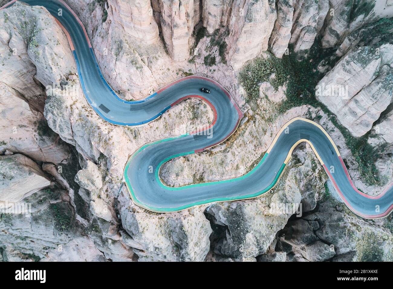 aerial view of a steep mountain road Stock Photo - Alamy
