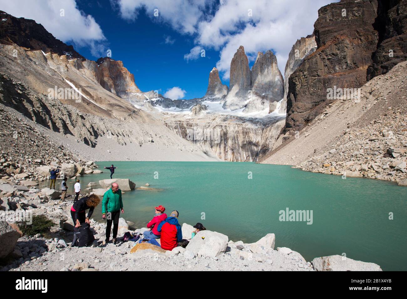 The iconic Paine Towers in Torres del Paine national park, Patagonia ...