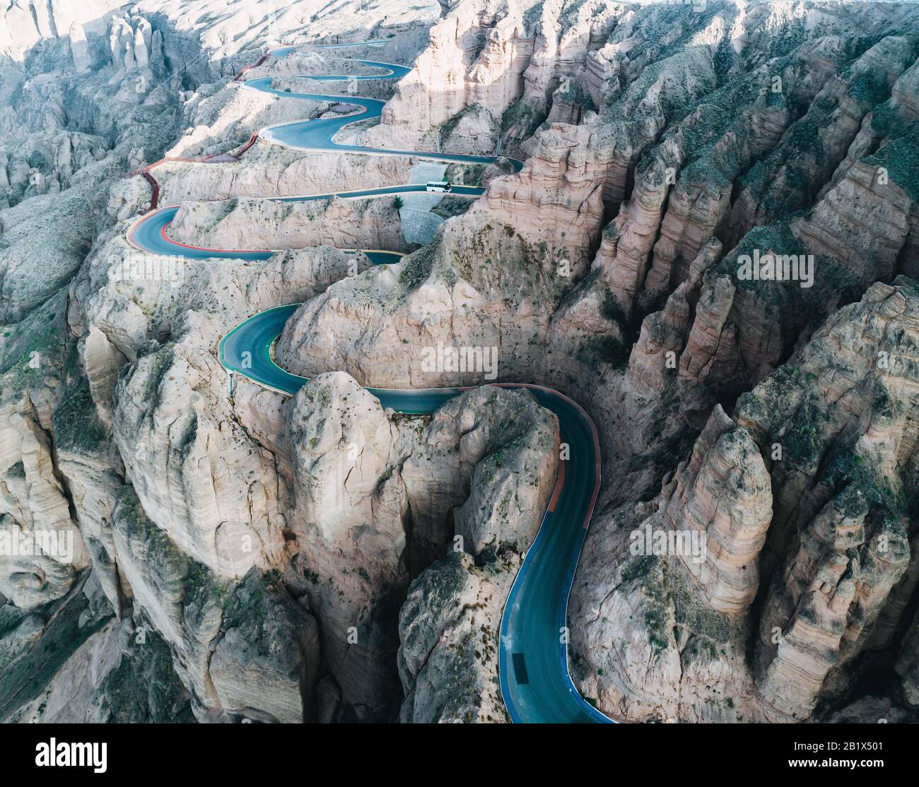 aerial view of a steep mountain road Stock Photo - Alamy