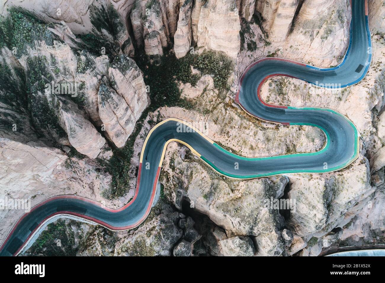 aerial view of a steep mountain road Stock Photo - Alamy