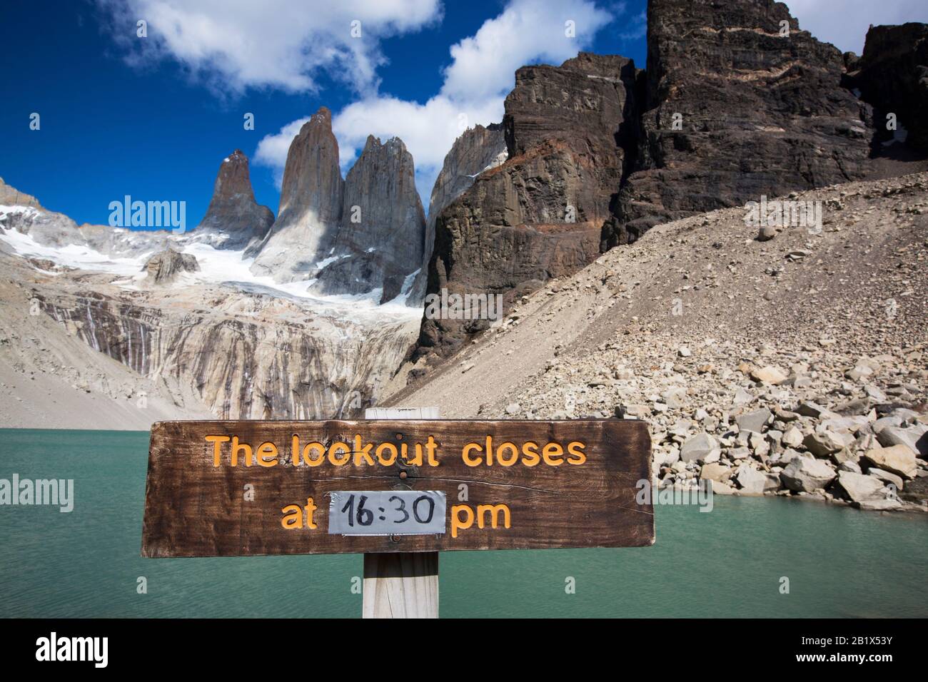 The iconic Paine Towers in Torres del Paine national park, Patagonia ...