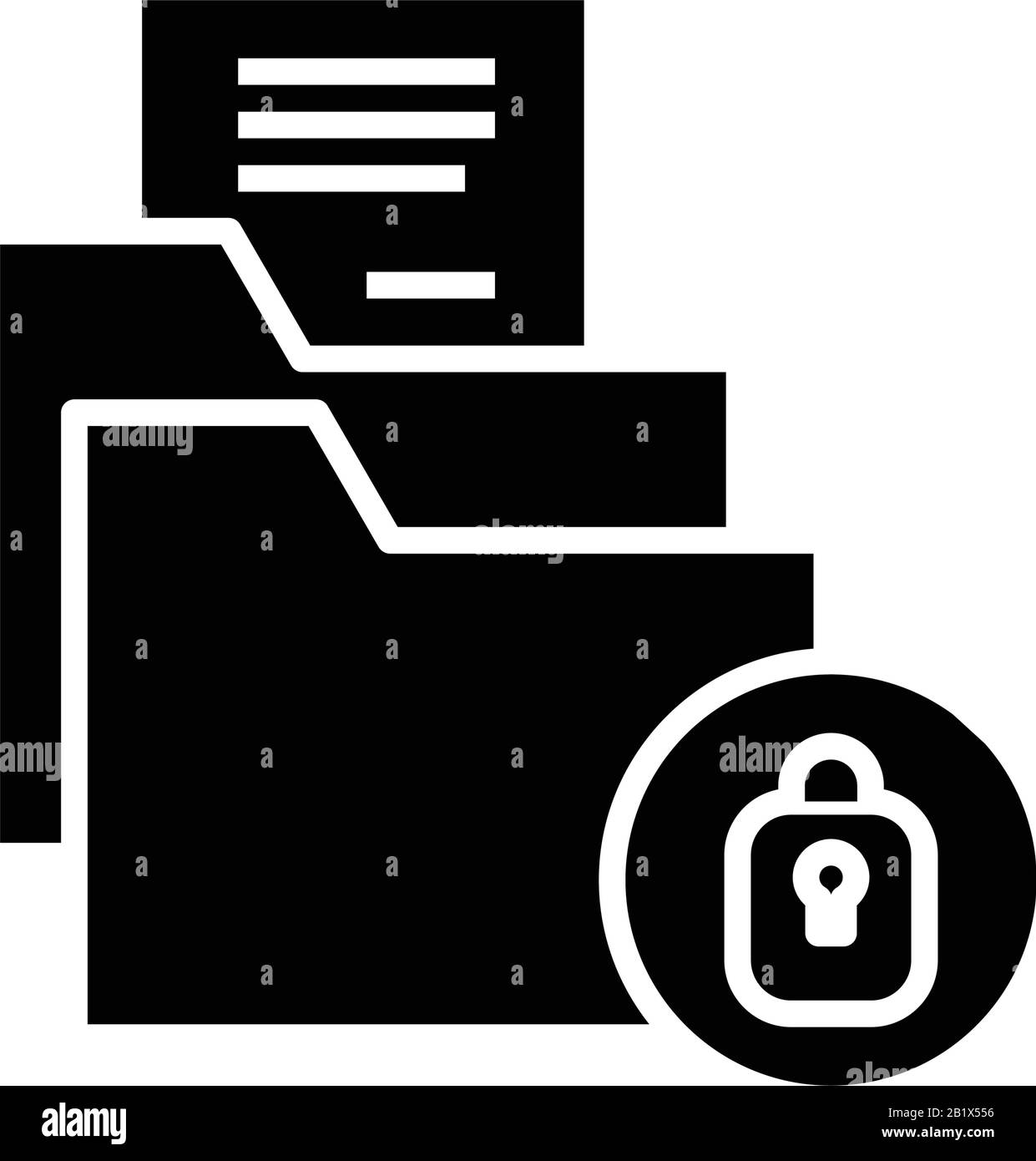 Confidetial files black icon, concept illustration, vector flat symbol ...