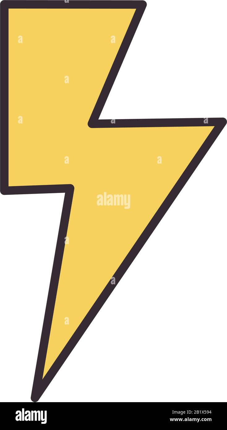 Thunder shape line fill style icon design, Weather rain power electric ...