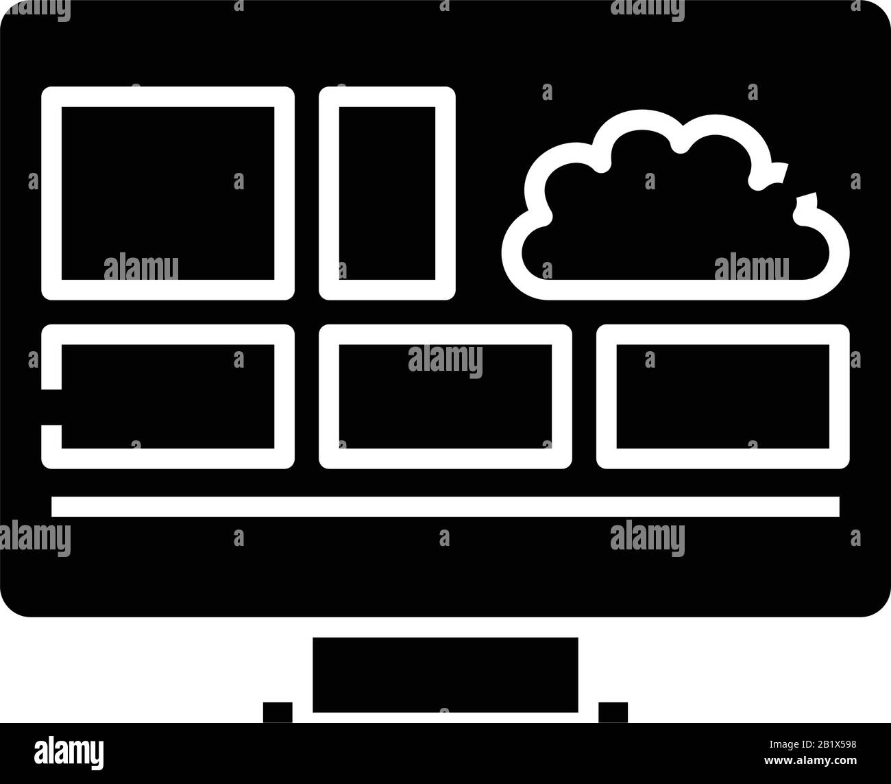 Computer data black icon, concept illustration, vector flat symbol ...