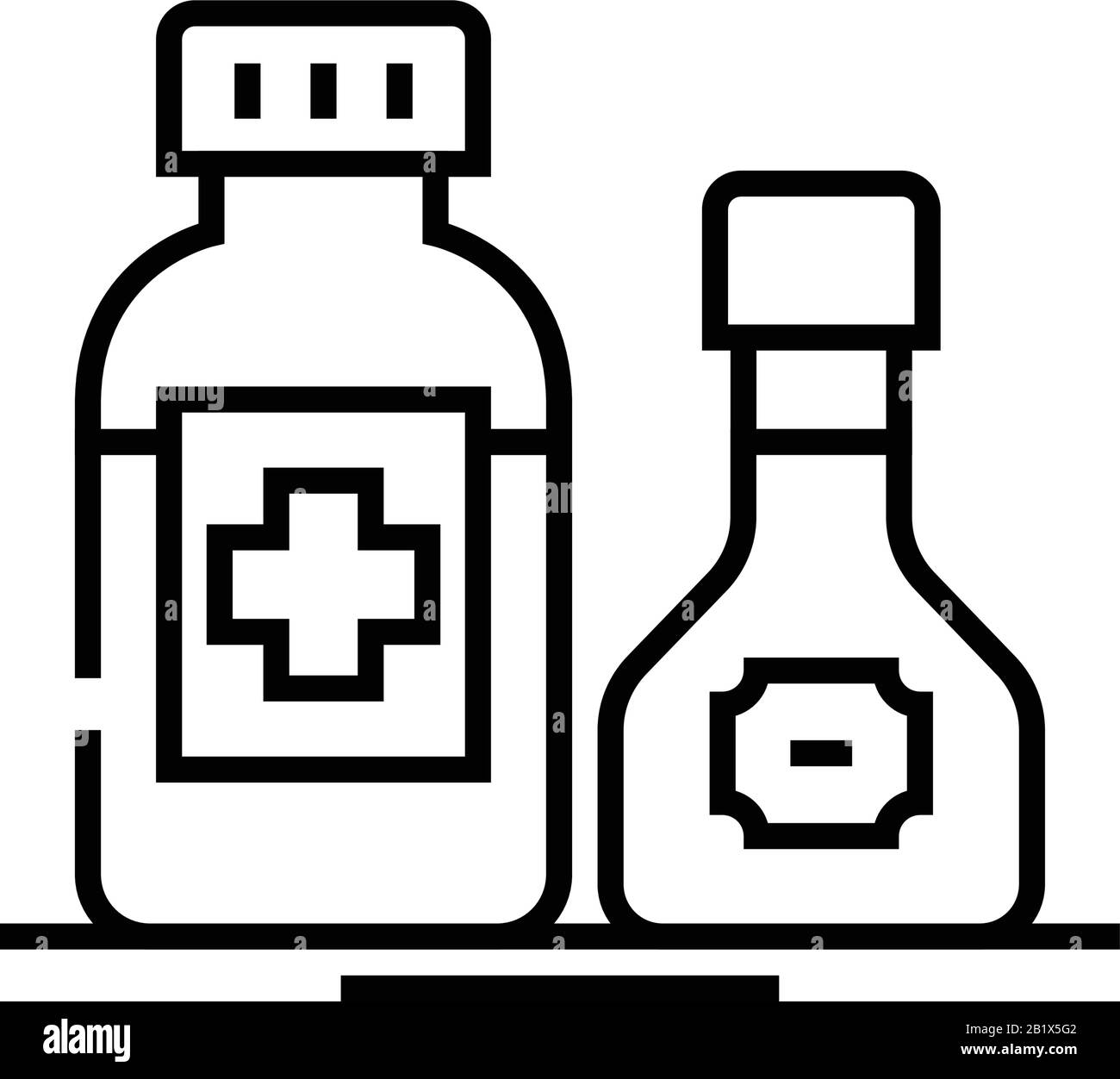 Medicines bottles line icon, concept sign, outline vector illustration ...