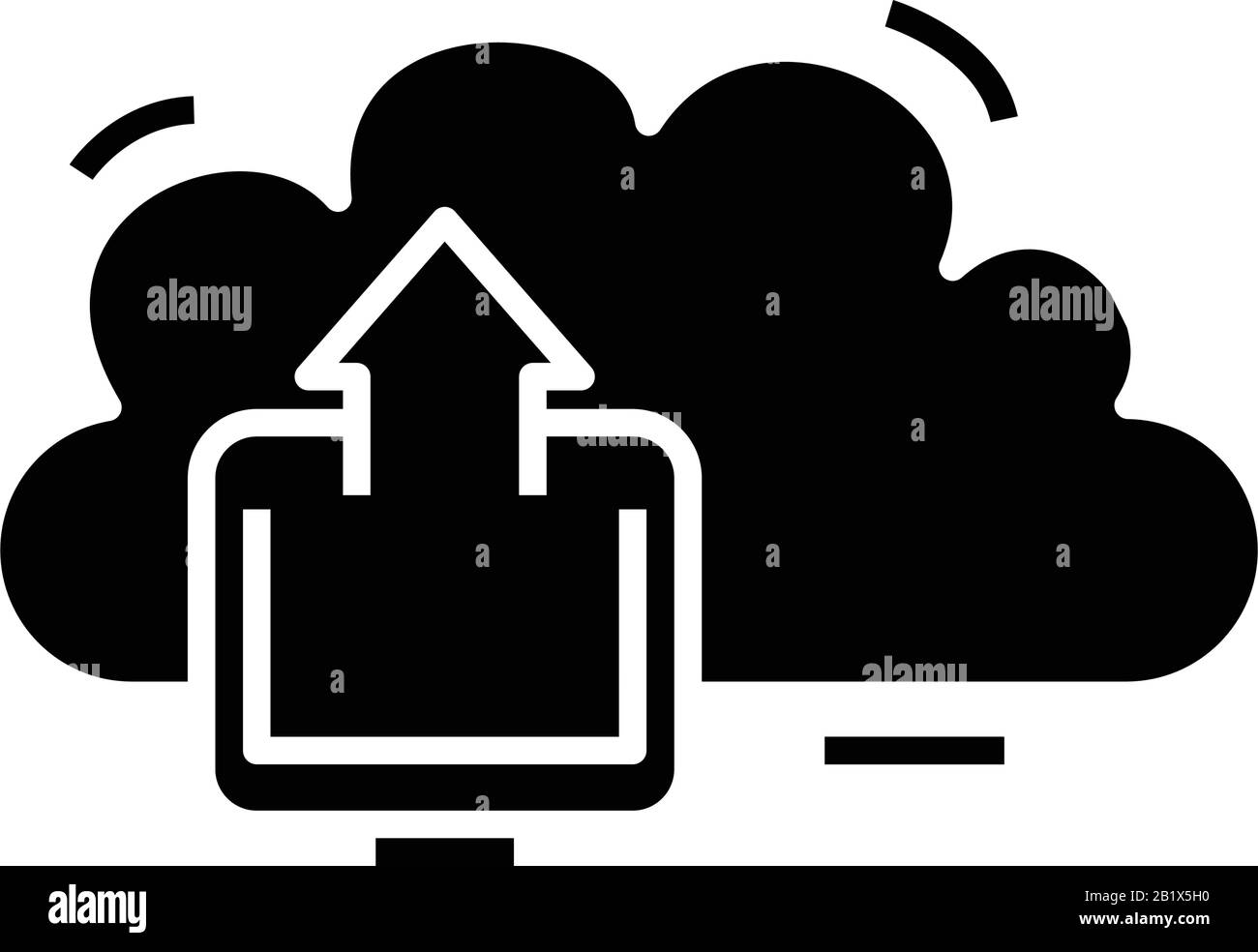 Cloud safe black icon, concept illustration, vector flat symbol, glyph ...