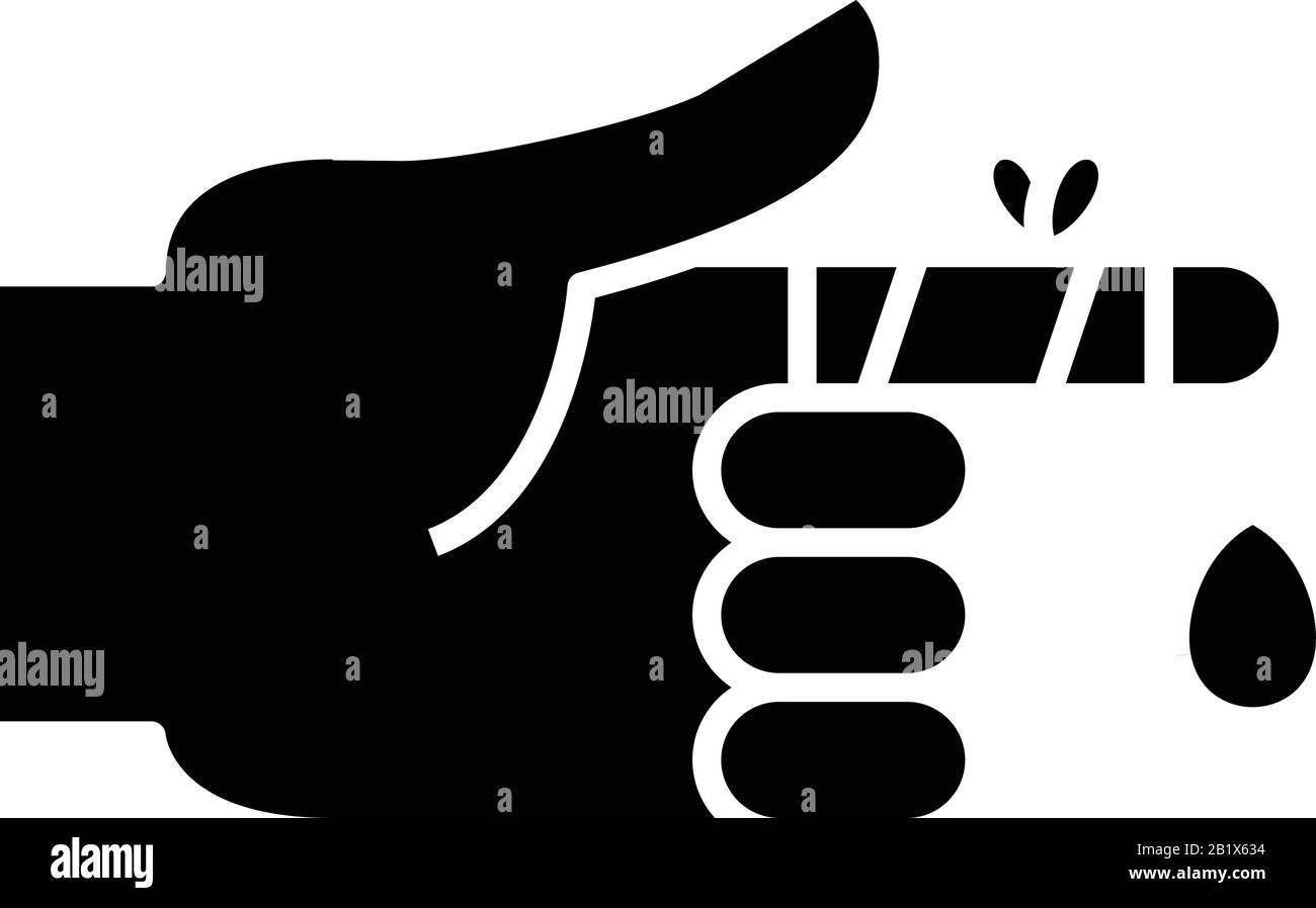 Cutting finger black icon, concept illustration, vector flat symbol ...