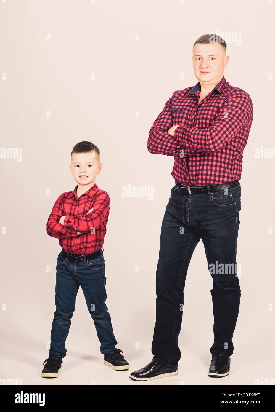 Cool guys. Father little son red shirts family look outfit. Best ...