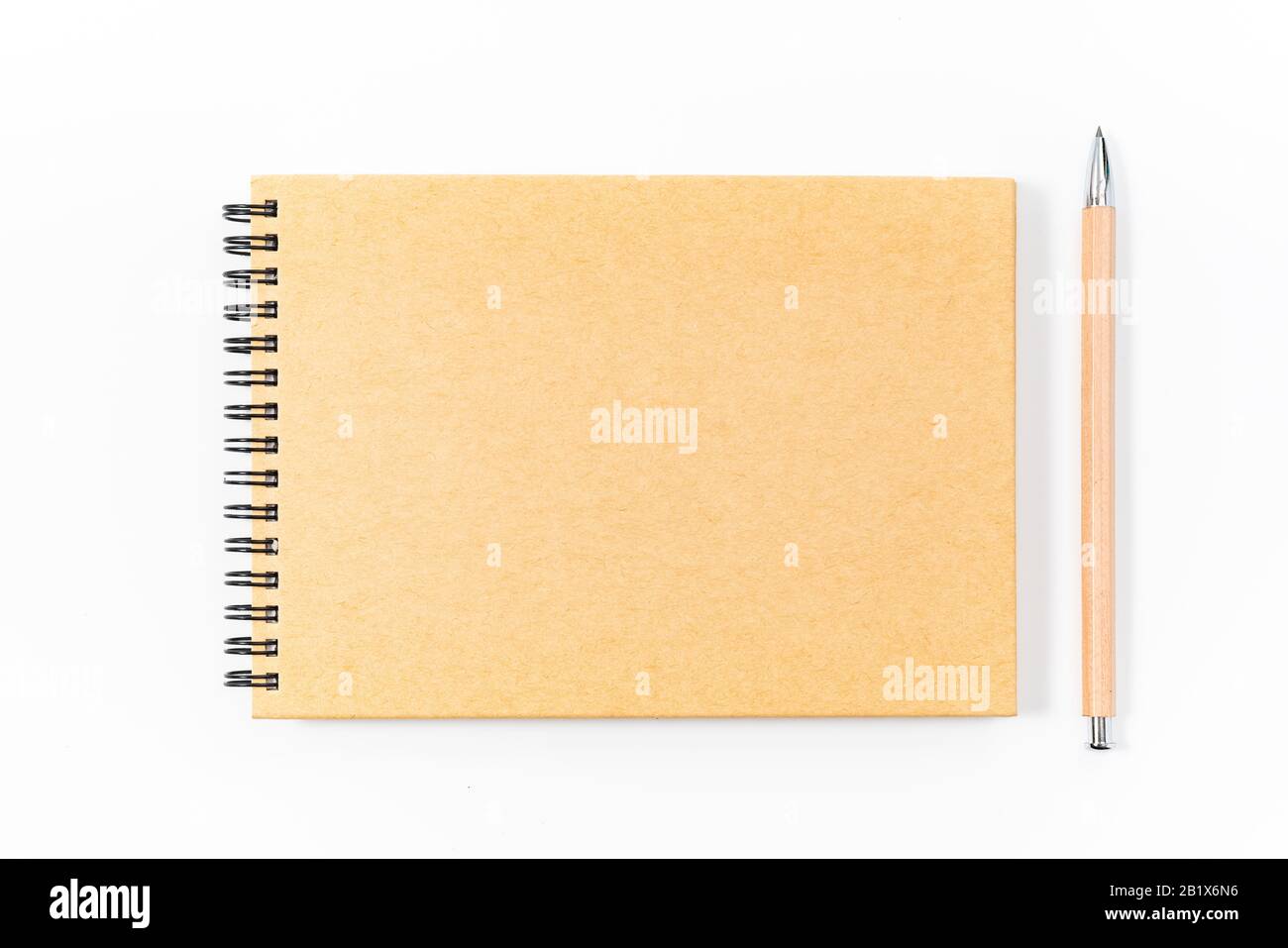 Brown spiral notebook isolated on white background.top view Stock Photo ...