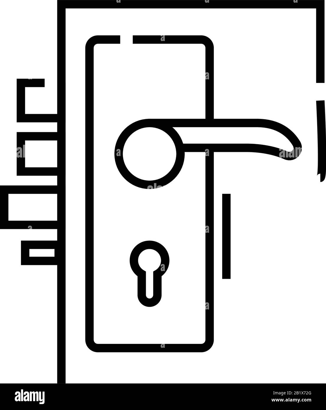 Locking doors line icon, concept sign, outline vector illustration ...
