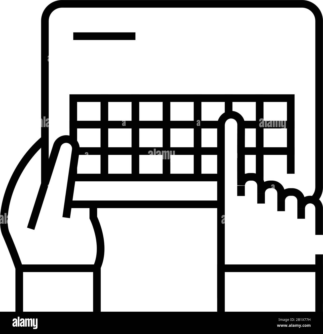 Keyboard typing line icon, concept sign, outline vector illustration ...