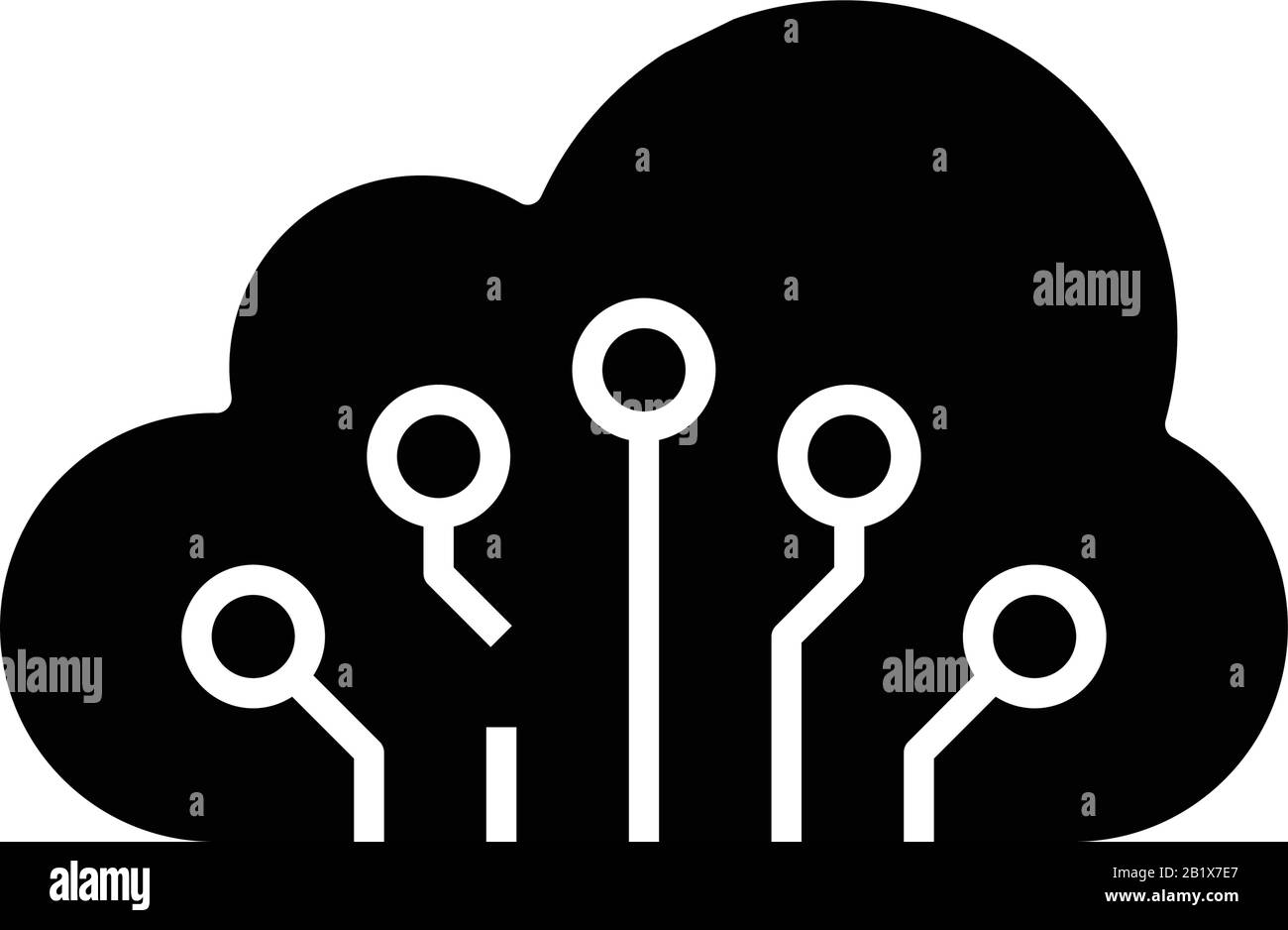 Cloud service black icon, concept illustration, vector flat symbol ...