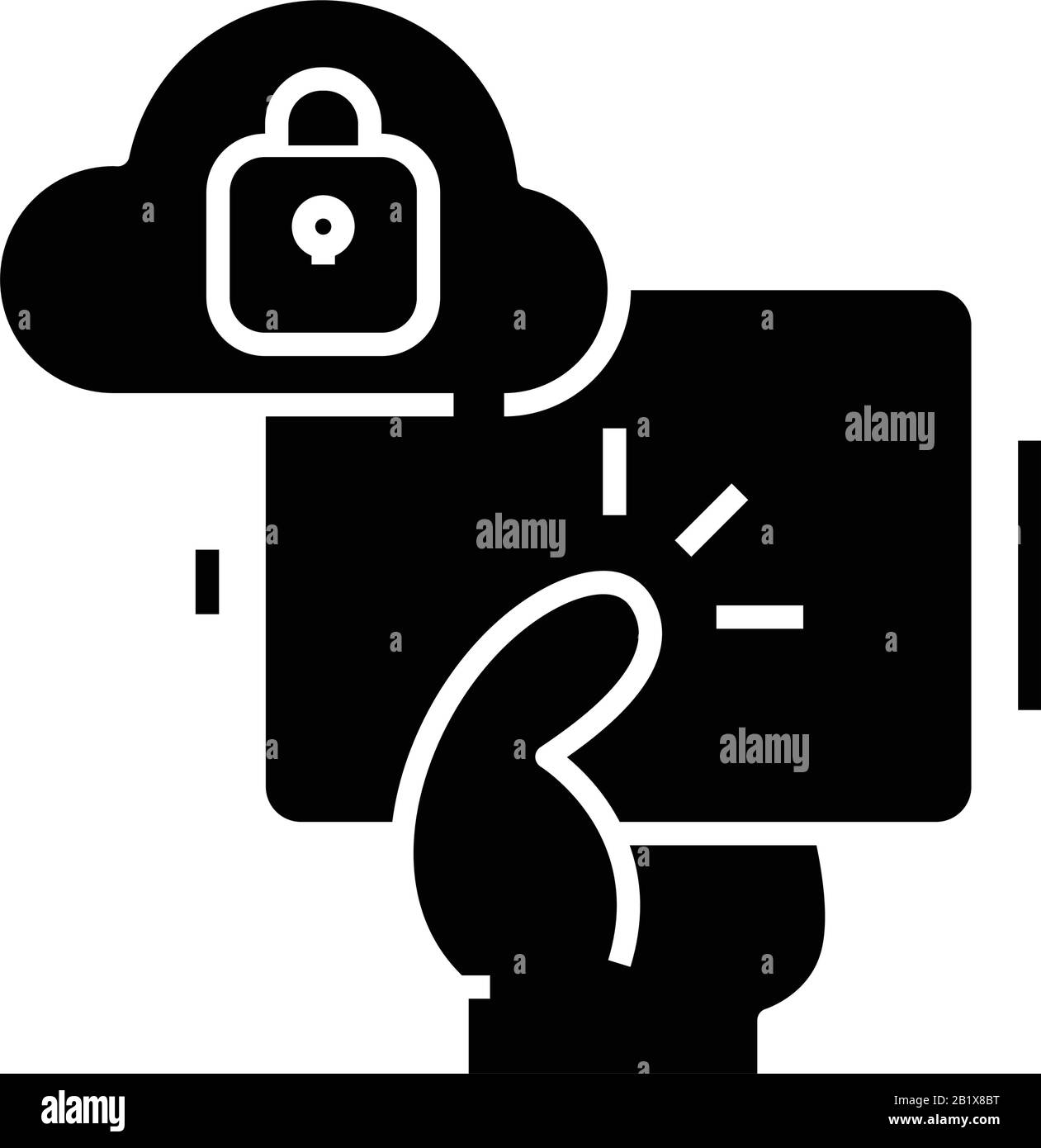 Cloud password black icon, concept illustration, vector flat symbol ...