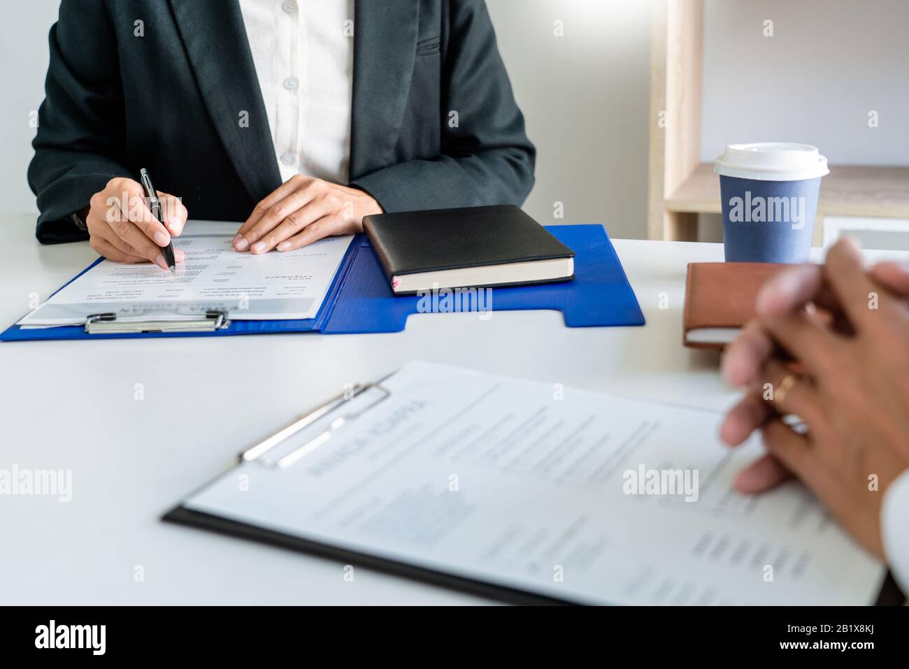 Job interview, Corporate business Employer or recruiter around the ...