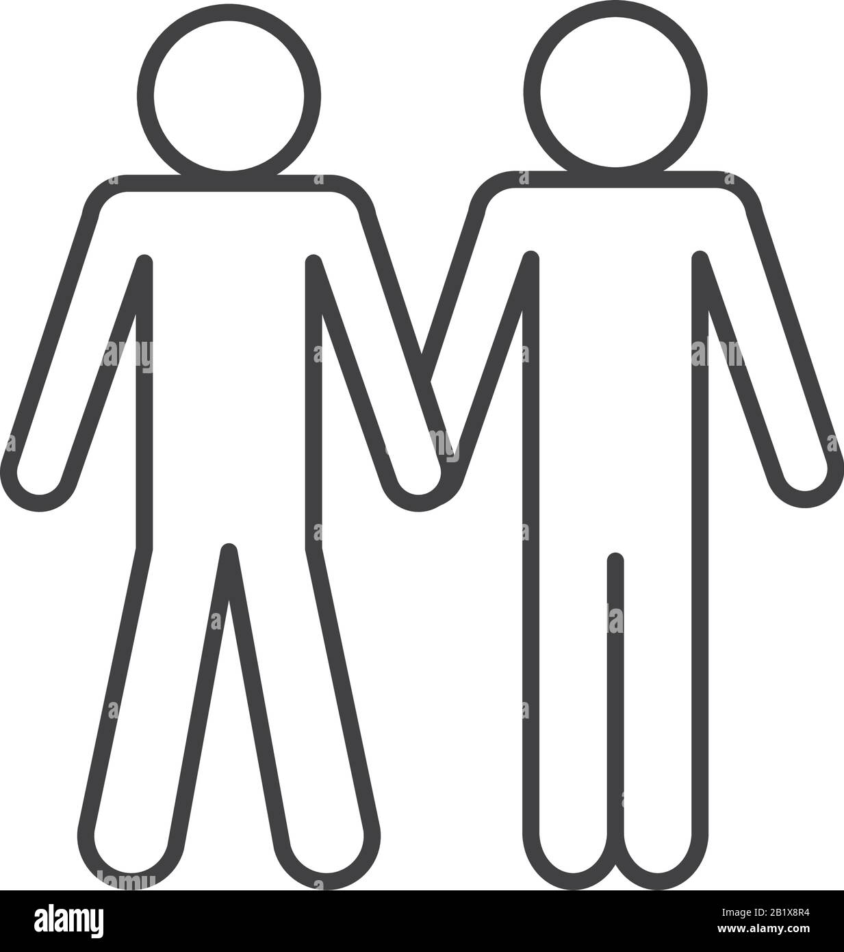 Avatars holding hands line style icon design of Person profile social ...