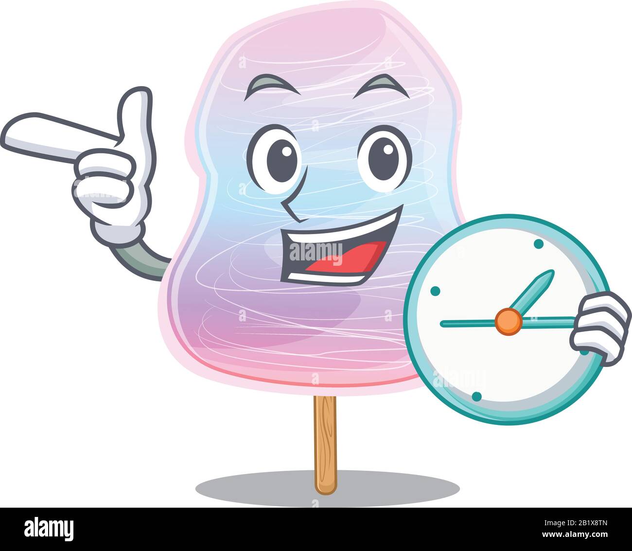 cartoon character concept rainbow cotton candy having clock Stock ...
